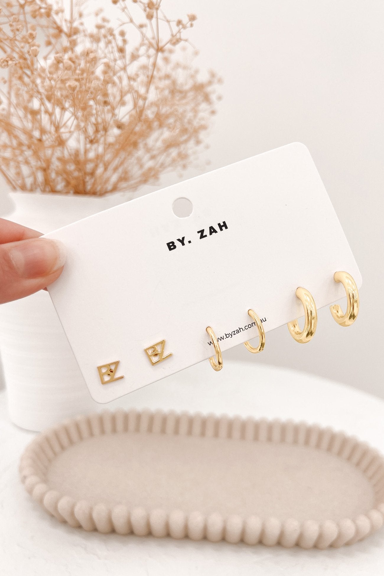 BZ Stud And Hoops 3 Pack Gold – BY. ZAH