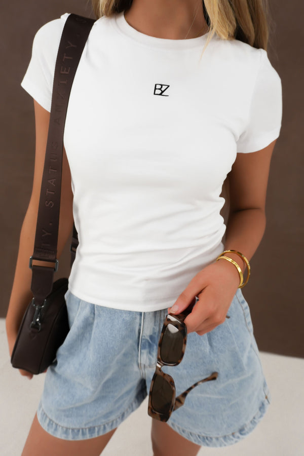 Jai Stretch Baby Tee White - BY. ZAH