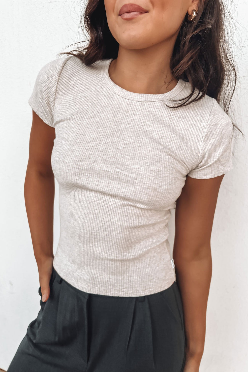 Zah Core Rib Tee Oat - BY. ZAH